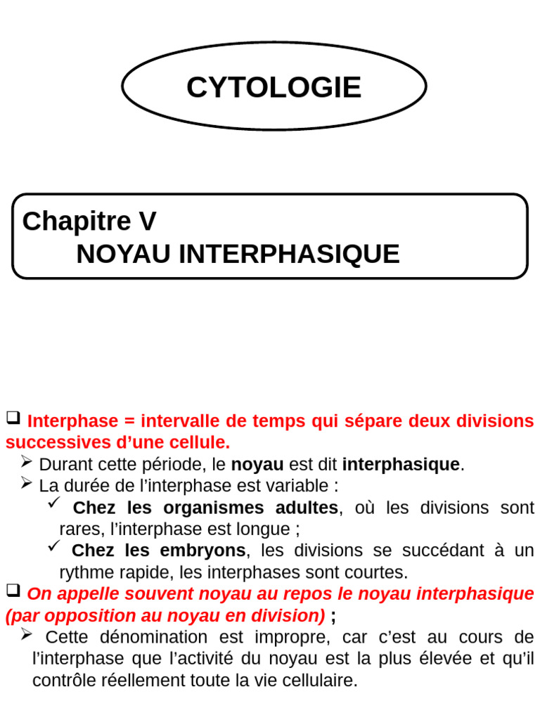 Caractéristiques du noyau interphasique | PDF | Noyau (biologie ...