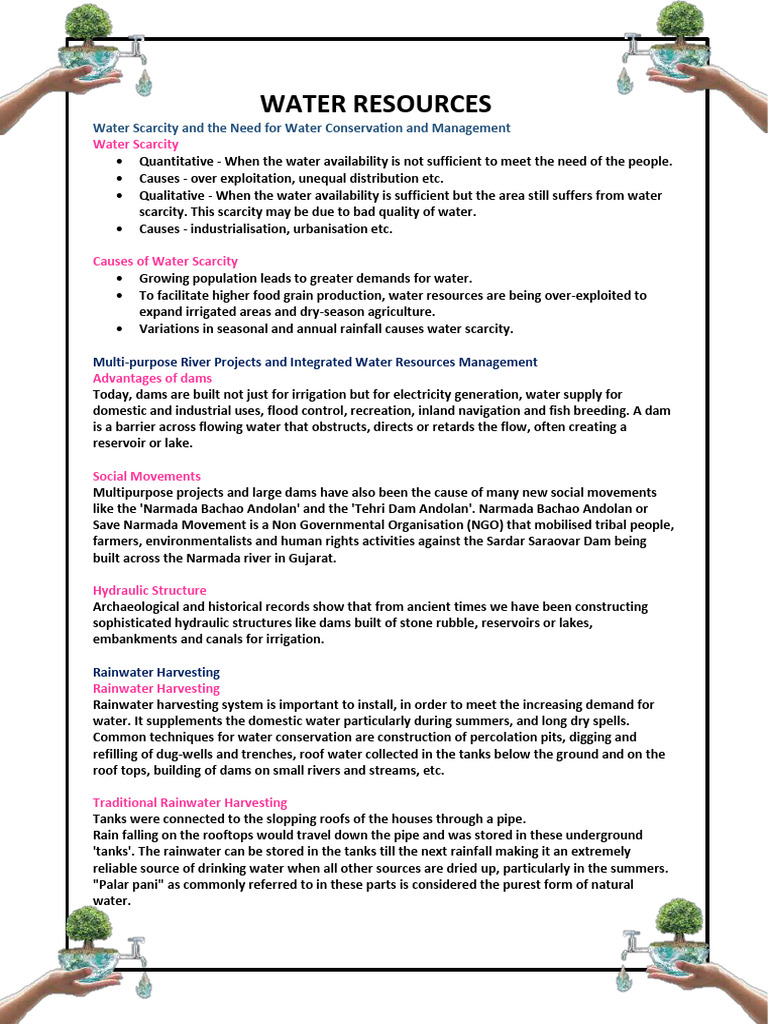 Water Resources Cheat Sheet x | PDF | Dam | Water Scarcity