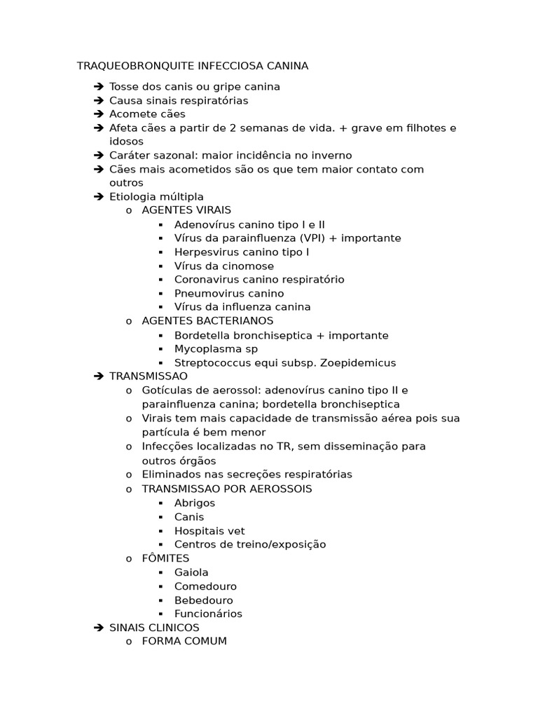 Traqueobronquite Infecciosa Canina: Causas e Tratamento | PDF ...