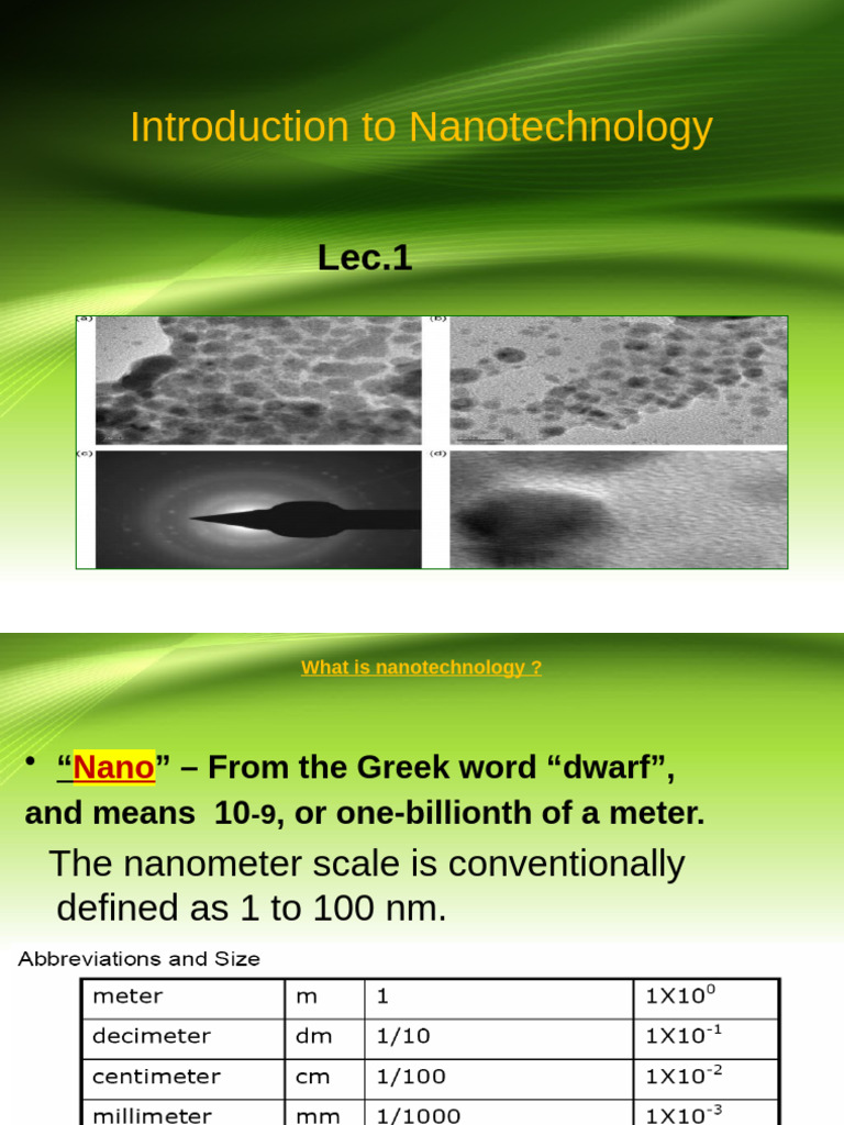 lec.1 Introduction to Nanotech. | PDF | Nanotechnology | Nanomaterials