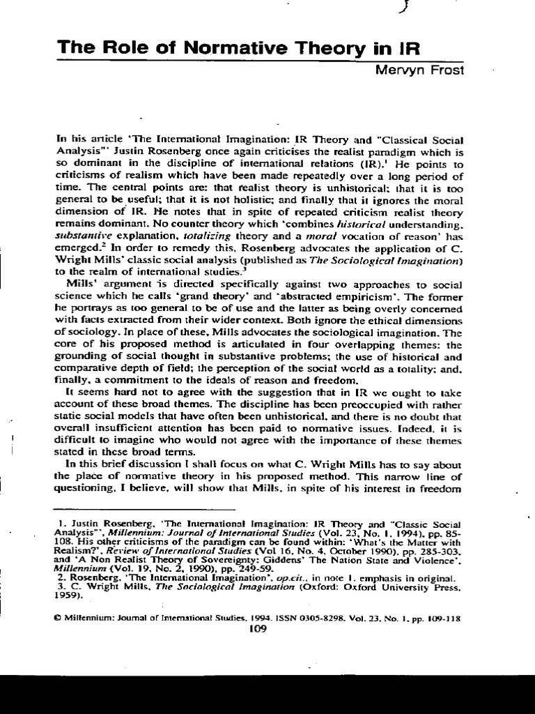 The Role of Normative Theory in IR | PDF