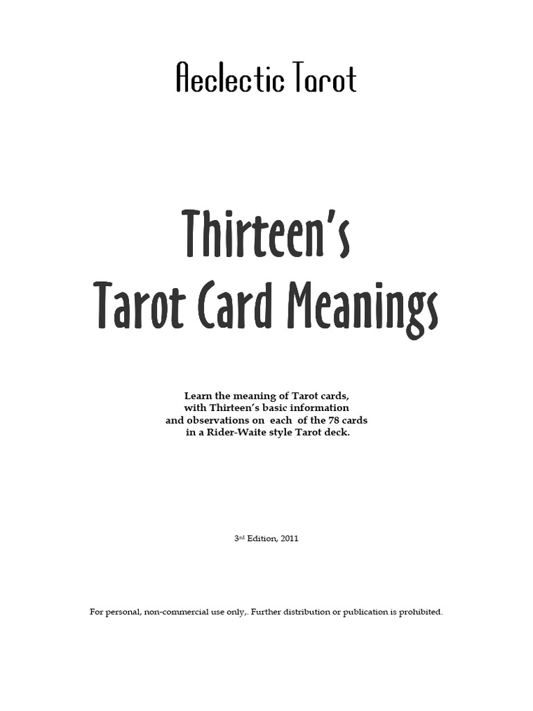 Thirteen's Tarot Meanings Guide | PDF | Tarot | Playing Cards