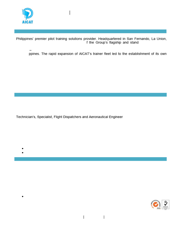 Aicat Mtc Program Work Immersion Program Wip | PDF | Aviation | Runway