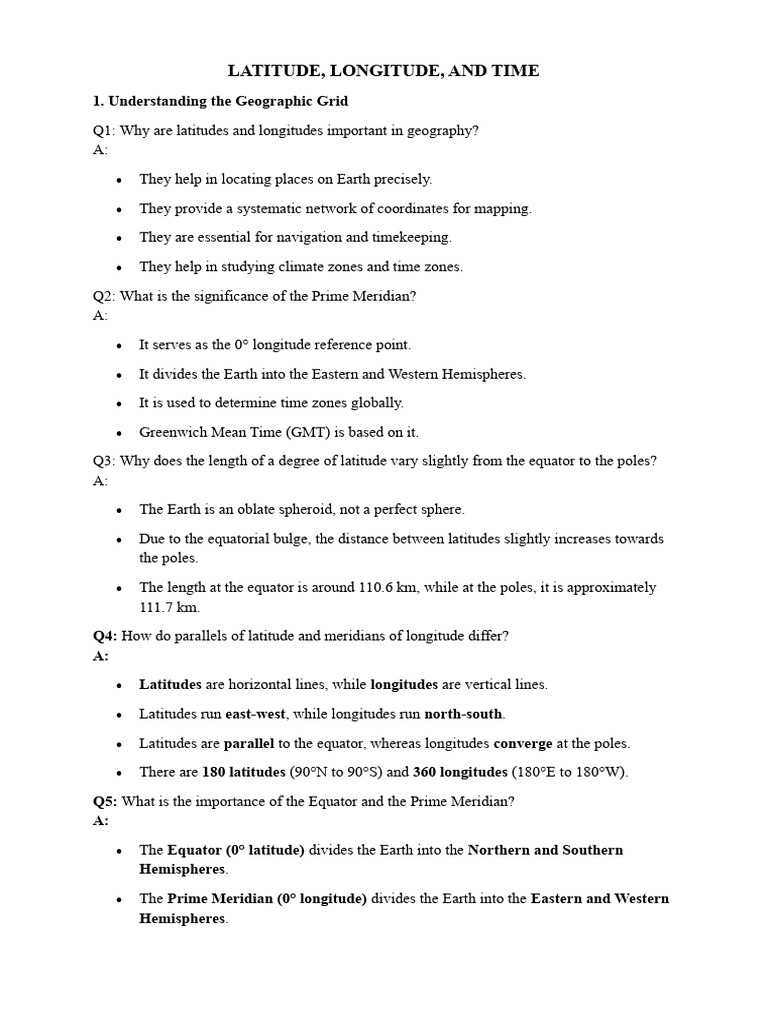 LATITUDE, LONGITUDE AND TIME | PDF | Latitude | Longitude
