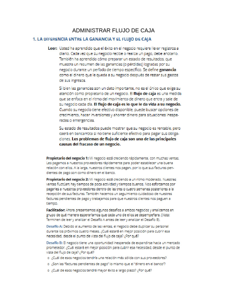 Administrar El Flujo de Caja 8 | PDF