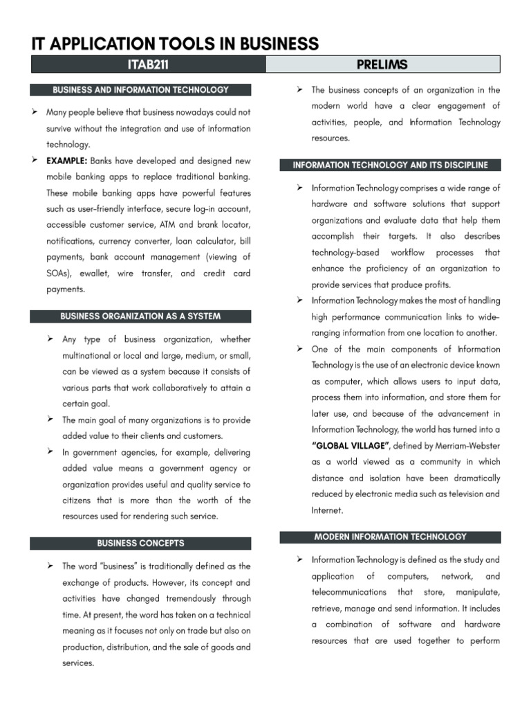 IT APPLICATION TOOLS IN BUSINESS | PDF