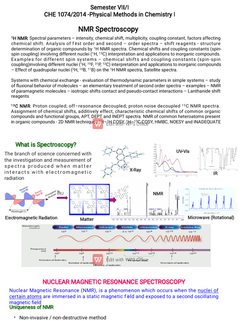 1 NMR Introduction-2023 | PDF | Nuclear Magnetic Resonance | Relaxation ...
