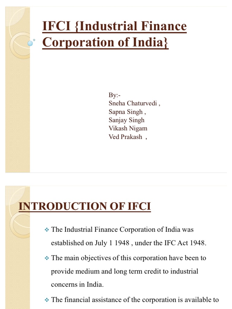 IFCI (Industrial Finance Corporation of India) | PDF