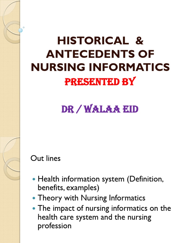 Historical and Antecedents of NI | PDF | Electronic Health Record ...