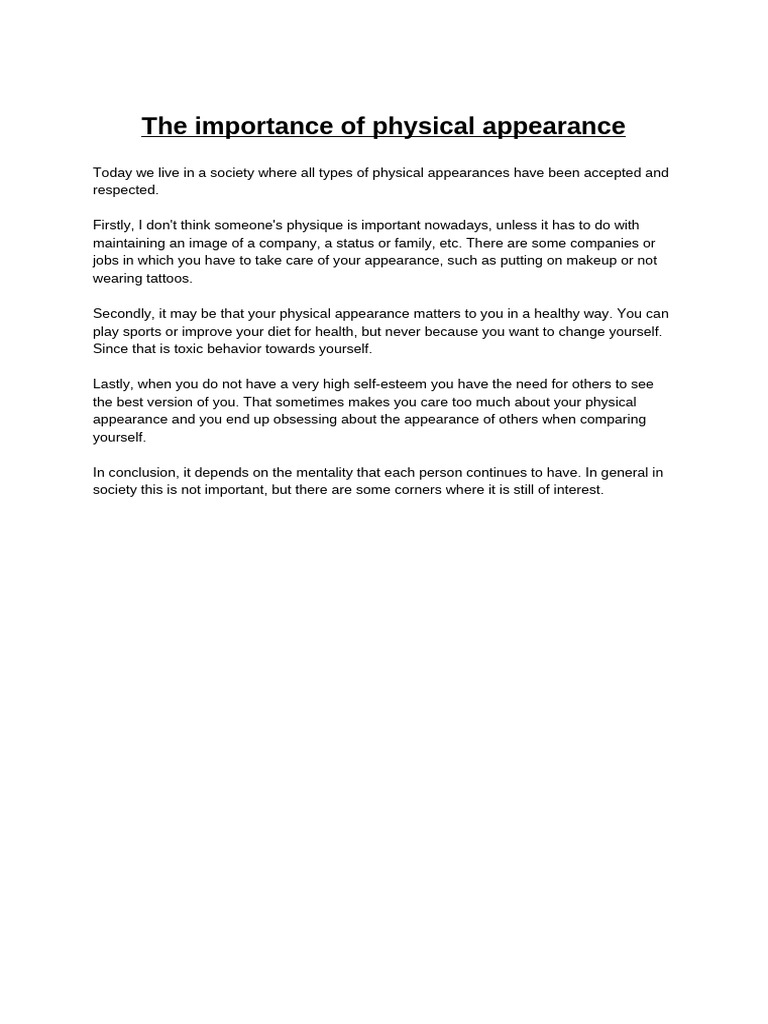 The Role of Physical Appearance in Society | PDF