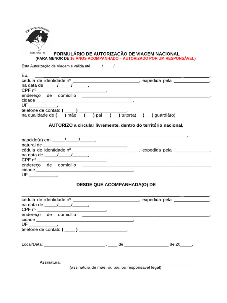 Autorização de Viagem para Menores | PDF