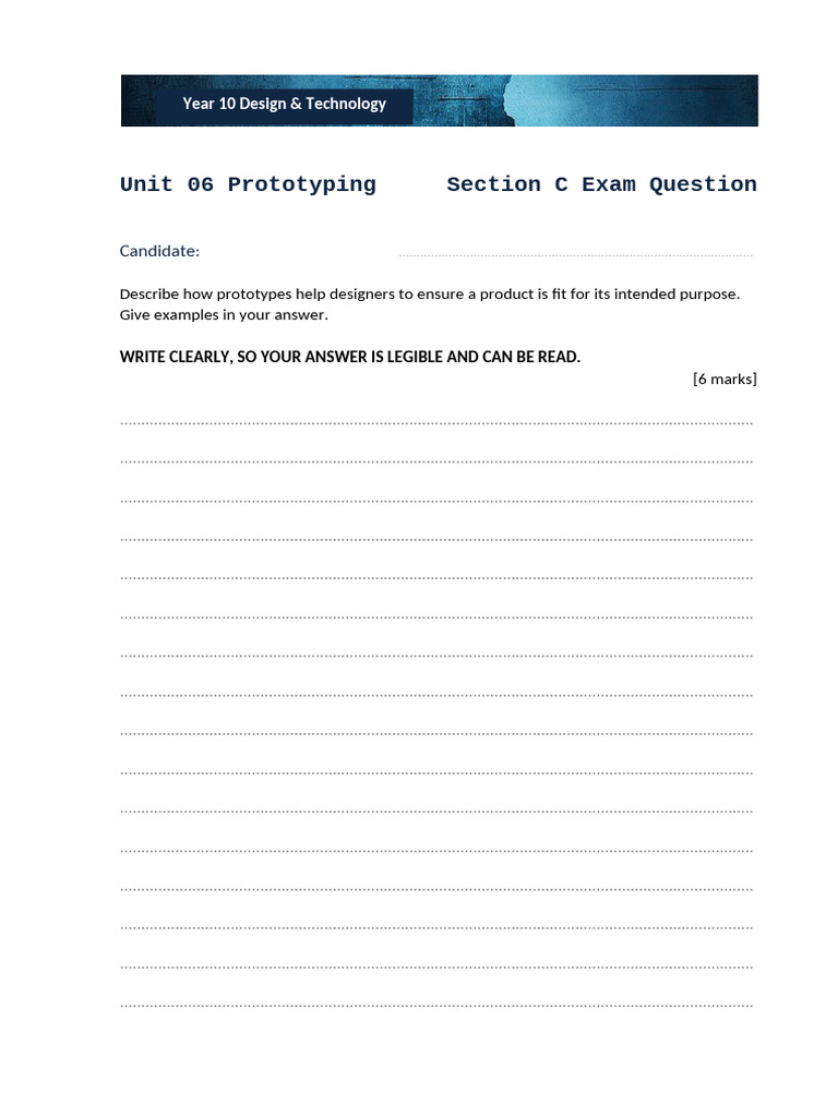 Prototyping 2023 Exam Question | PDF | Qualifications