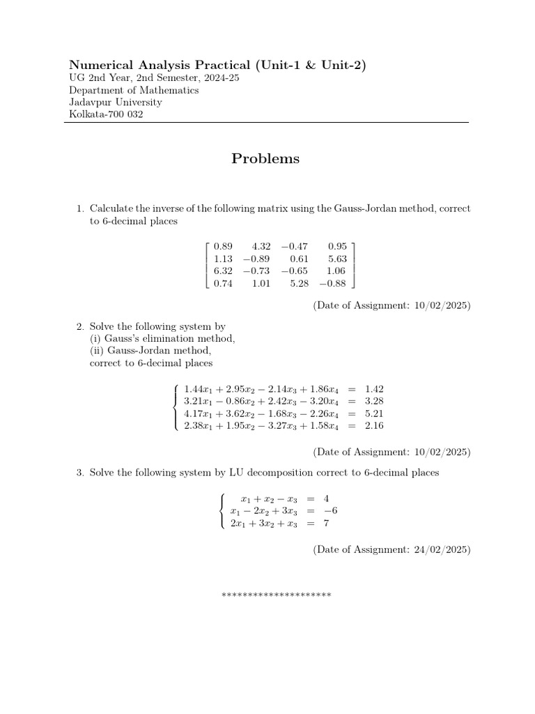 Numerical Analysis Practical UG2-1 | PDF