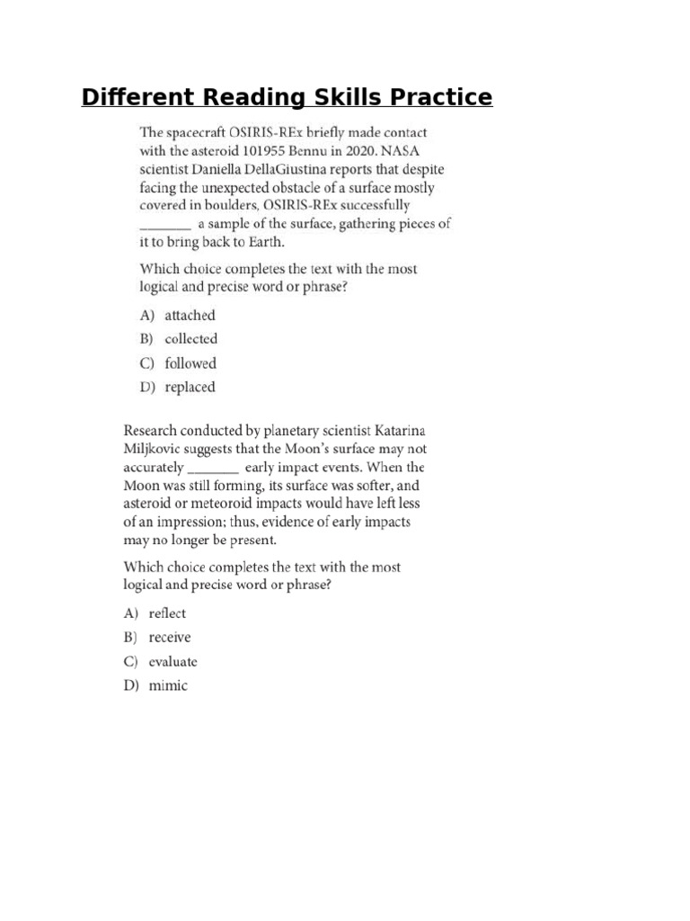 Reading Skills Practice | PDF