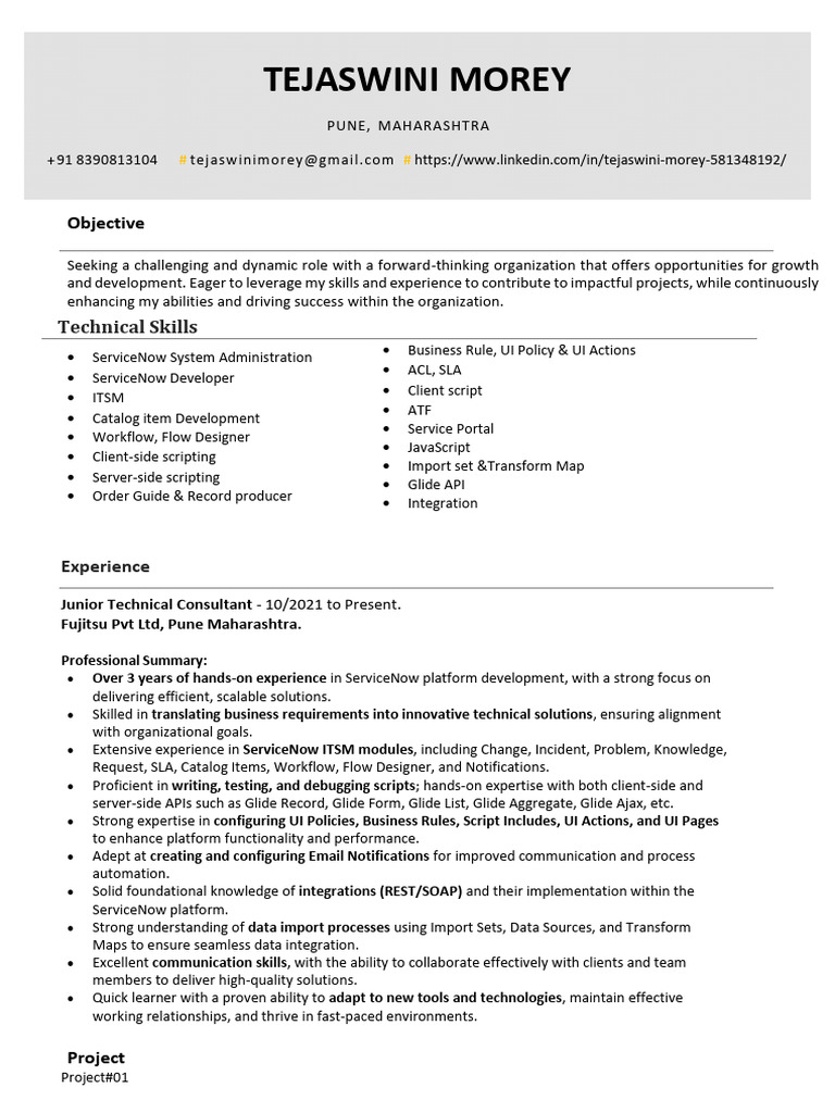 ServiceNow Developer Resume Overview | PDF | Service Level Agreement ...