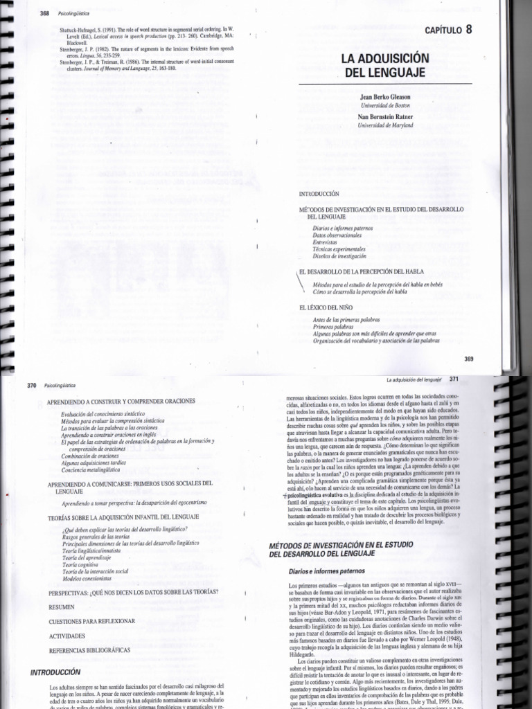 Adquisición Del Lenguaje Capítulo 8 | PDF