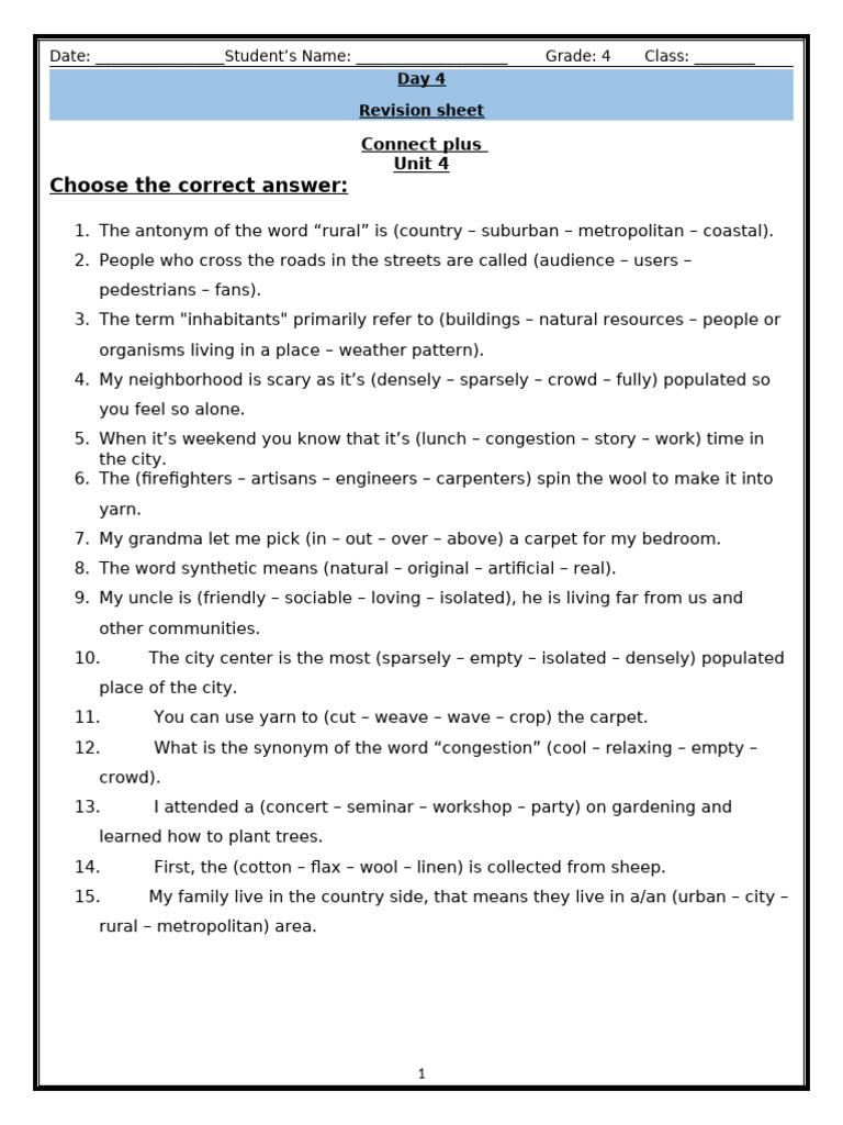 Day 4 revision sheet | PDF
