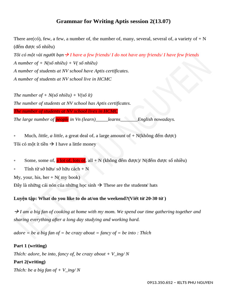 Grammar For Writing Aptis Session 2 | PDF