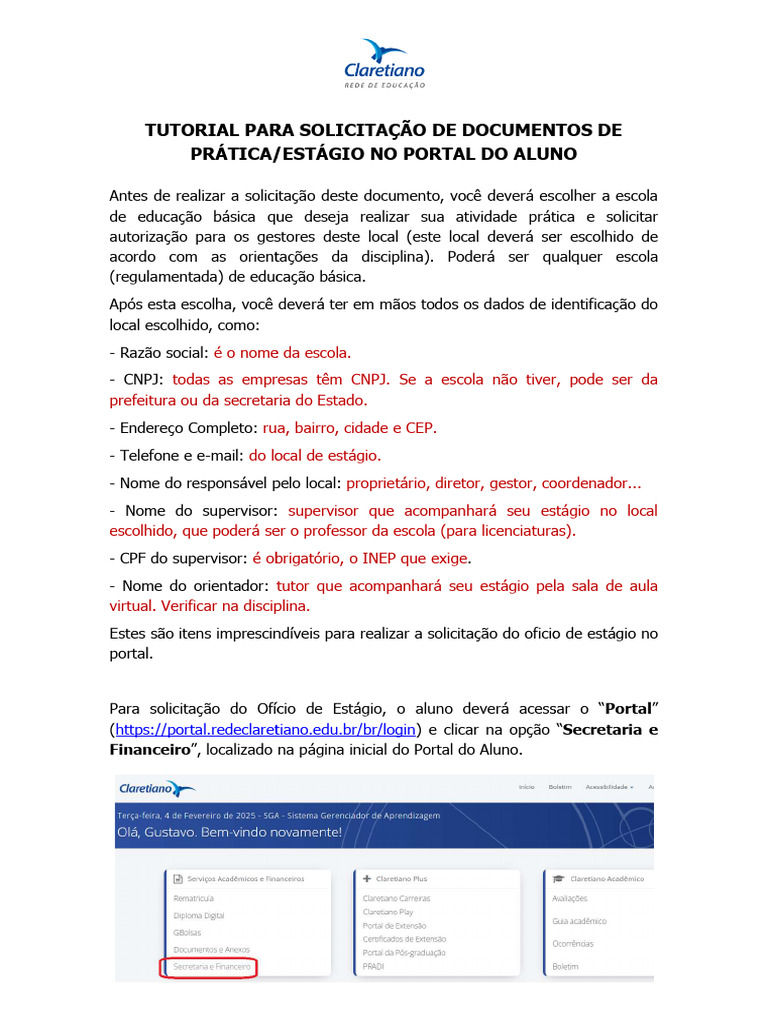 Tut. para Sol. de Doc. Est. No Portal | PDF