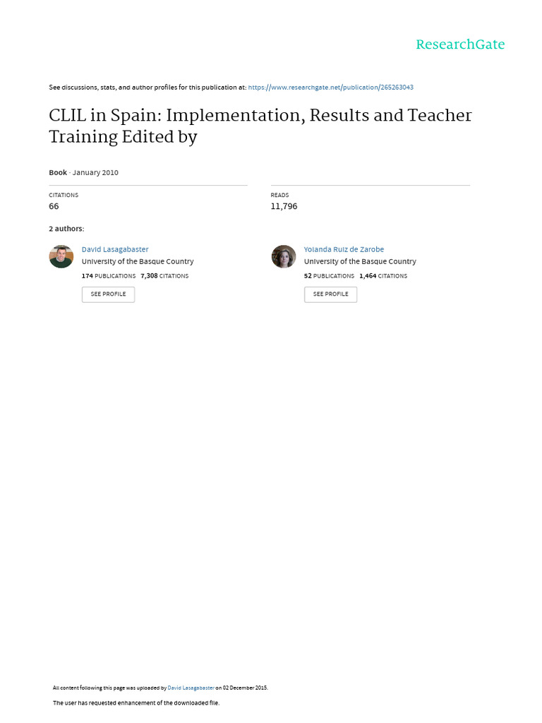 CLIL in Spain Implementation Results and Teacher T | PDF | Teacher ...