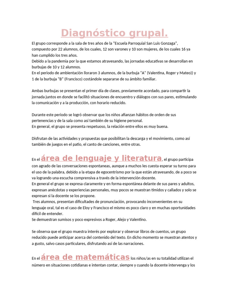 Diagnostico Grupal | PDF
