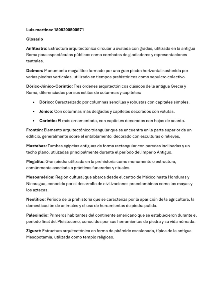 glosario de Historia de la arqui 1 | PDF