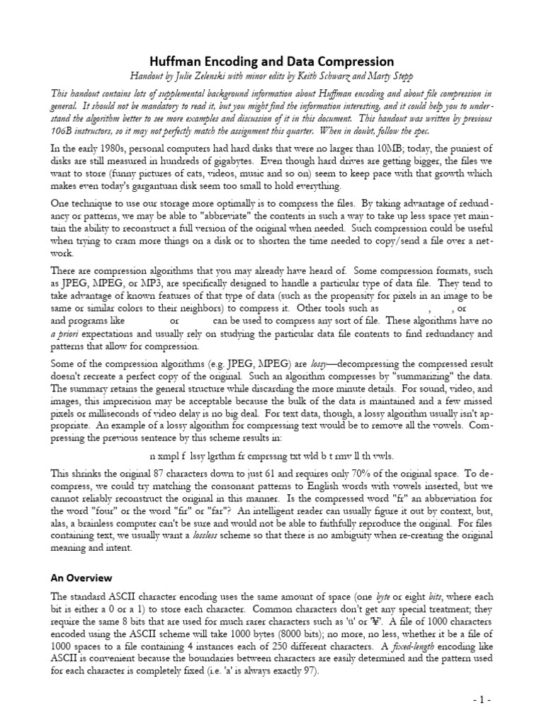 Huffman Encoding Supplement | PDF | Code | Data Compression
