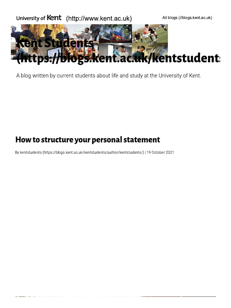 How To Structure Your Personal Statement - Kent Students | PDF