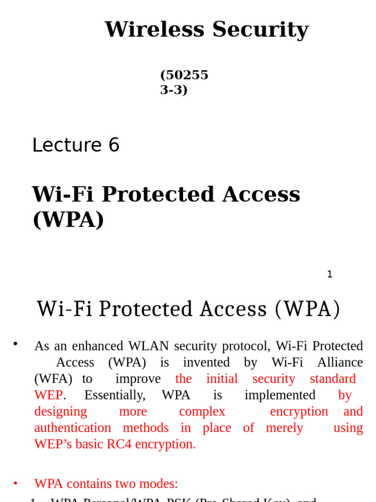 Ch06 Wi-Fi Protected Access (WPA) - Sadiq | PDF | Internet Protocols | Cryptography