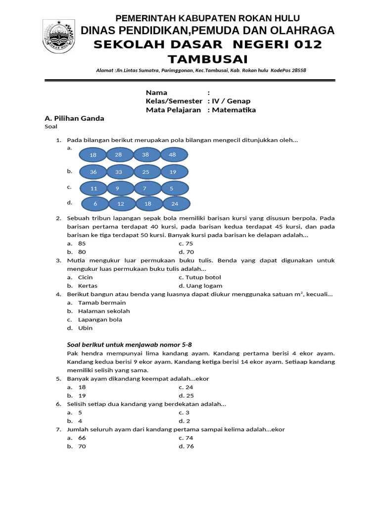 Soal Matematika 2024 Genap | PDF