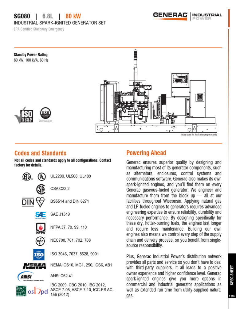0175160SBY SG080 Cut Sheet 6.8L | PDF | Internal Combustion Engine ...