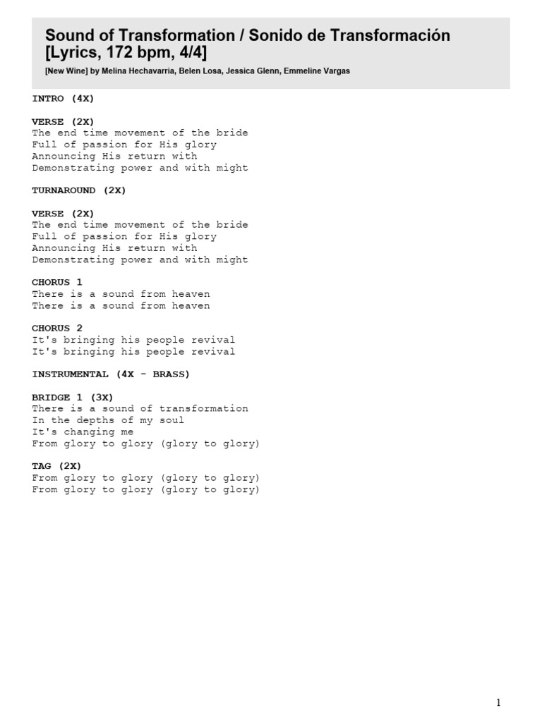 Sound of Transformation Lyrics | PDF | Musical Forms | Popular Music