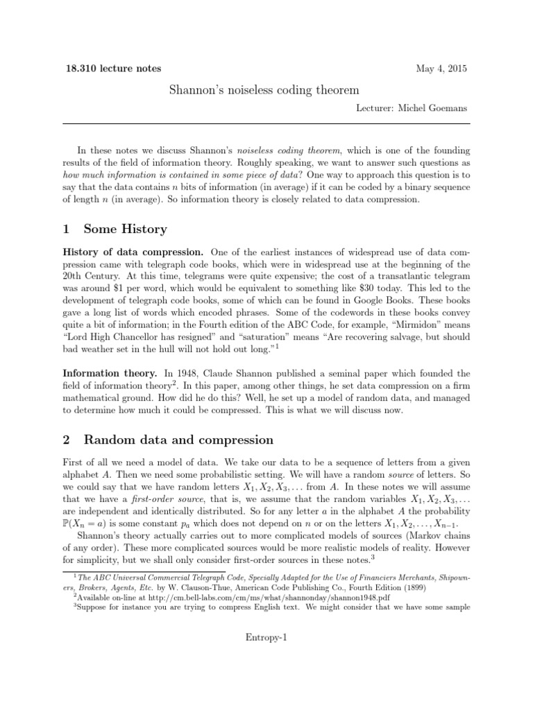 Noiseless Coding | PDF | Information | First Order Logic