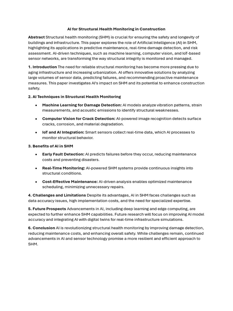 AI For Structural Health Monitoring in Construction | PDF | Artificial ...