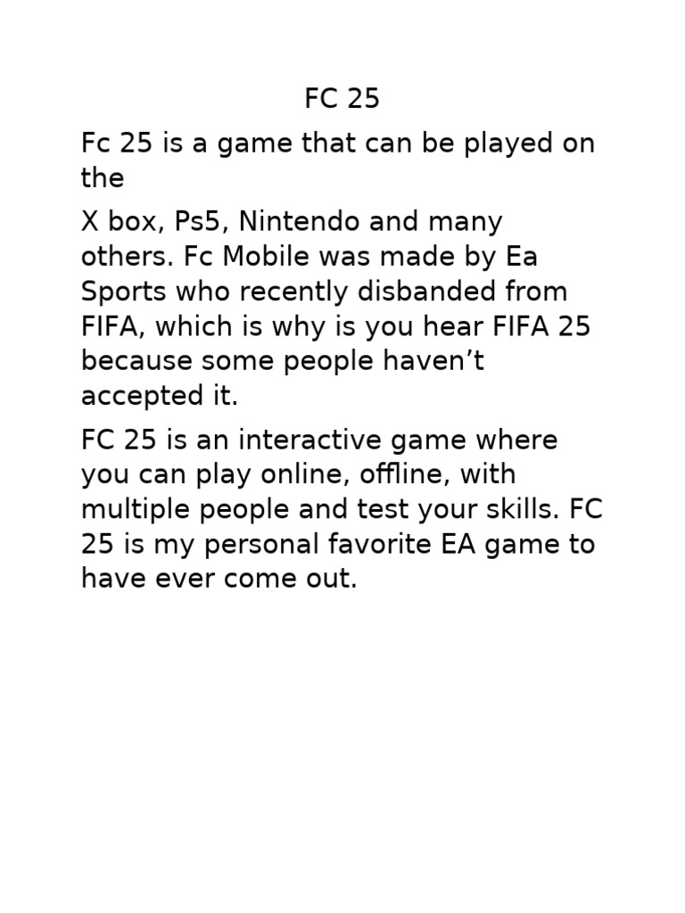 FC 25: EA Sports' Latest Football Game | PDF