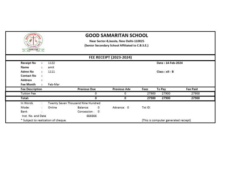 Fee Rec Sample | PDF