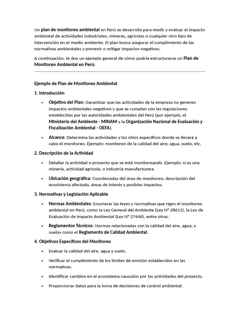 Plan de Monitoreo Ambiental Modelo | PDF | La contaminación del aire | Entorno natural
