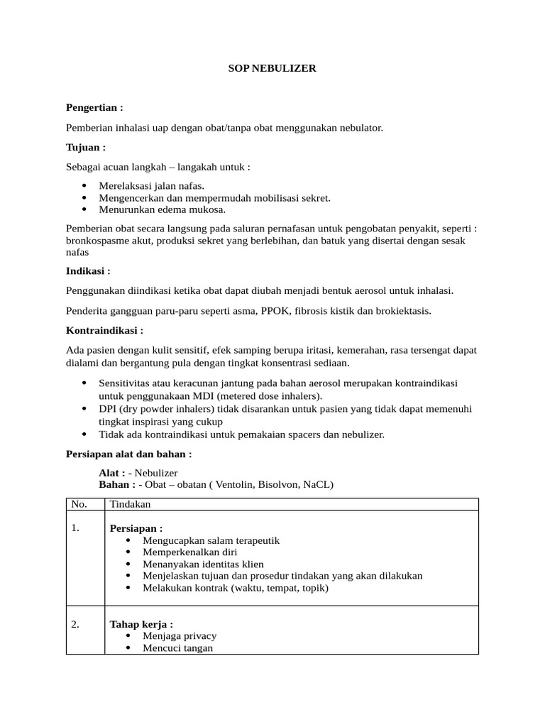 Sop Nebulizer | PDF