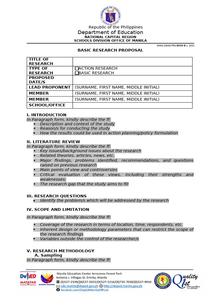 Basic Research Proposal Guidelines | PDF | Methodology | Science