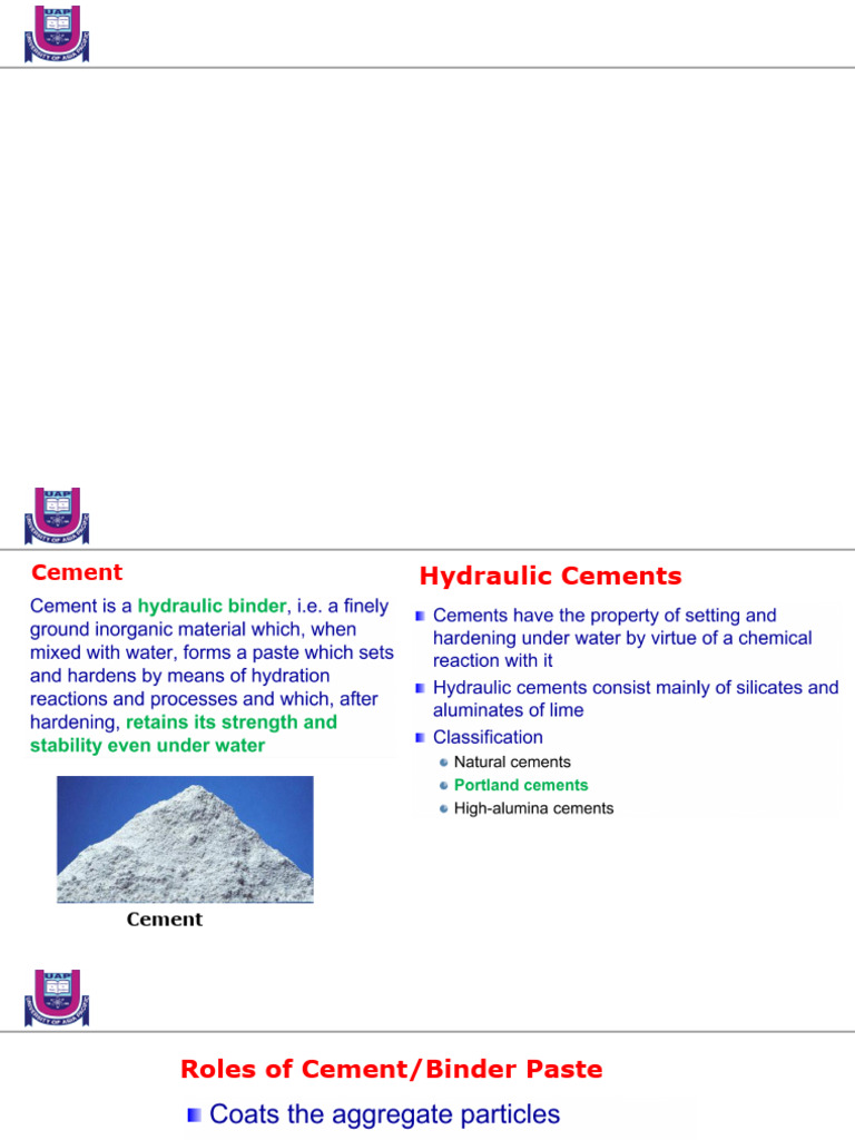 Cement Chemistry and Hydration Overview | PDF | Cement | Aluminium Oxide