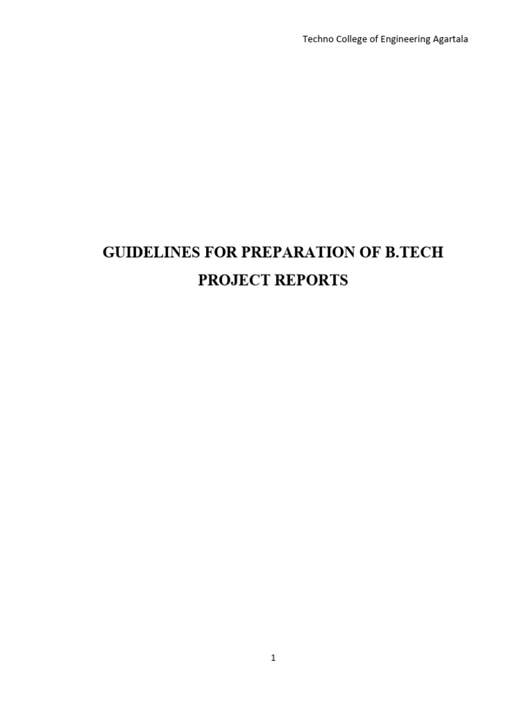 B.Tech Project Report Guidline | PDF | Paragraph | Thesis