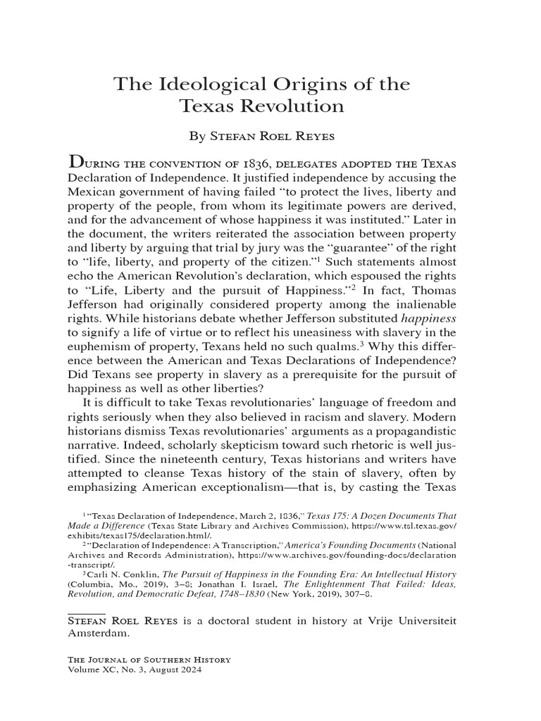 Texas Revolution Ideological Origins | PDF | Slavery In The United ...