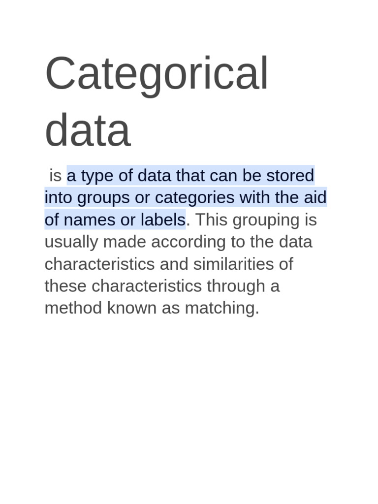 Categorical Data | PDF