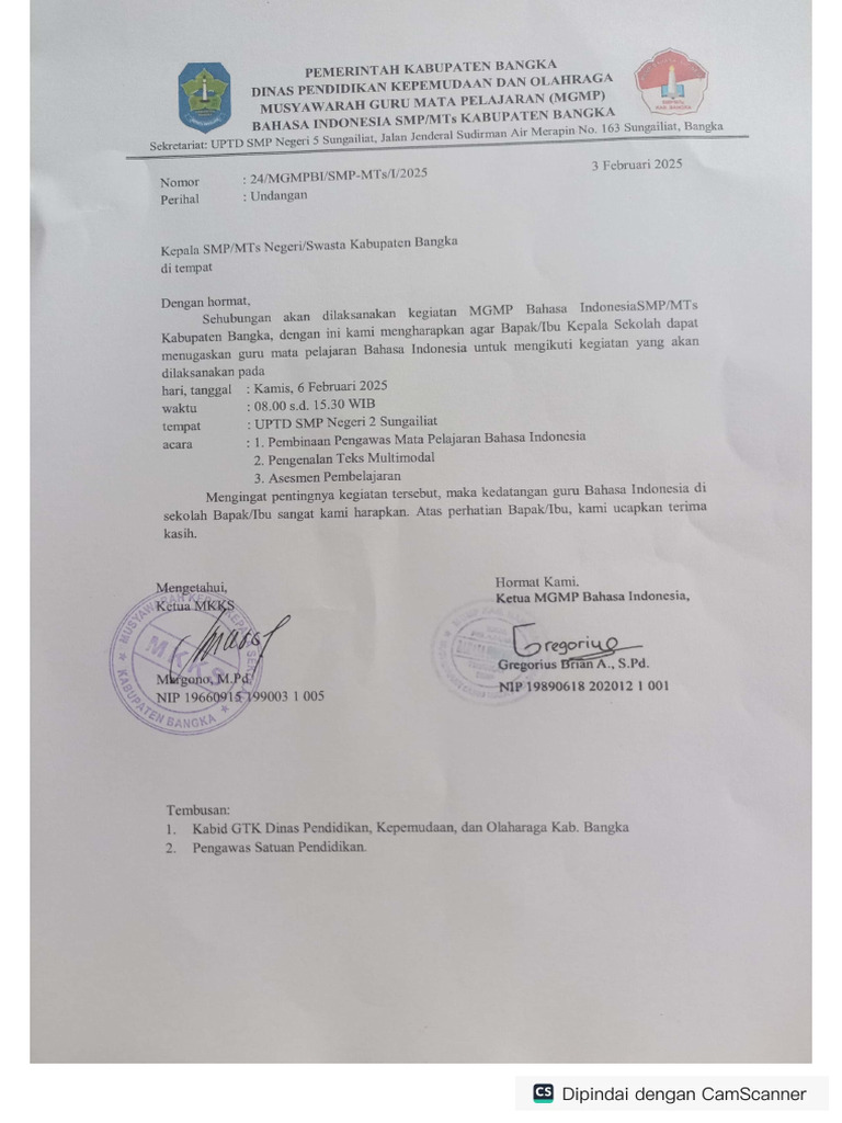 Undangan MGMP | PDF