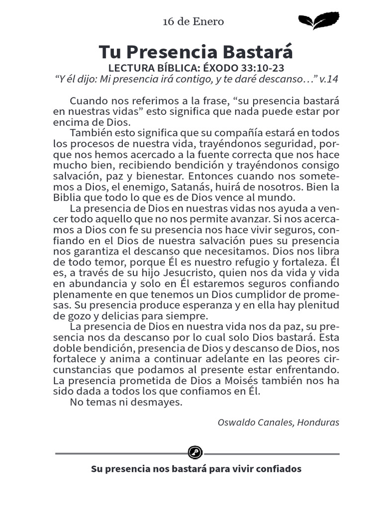 Tu Presencia Bastará | PDF