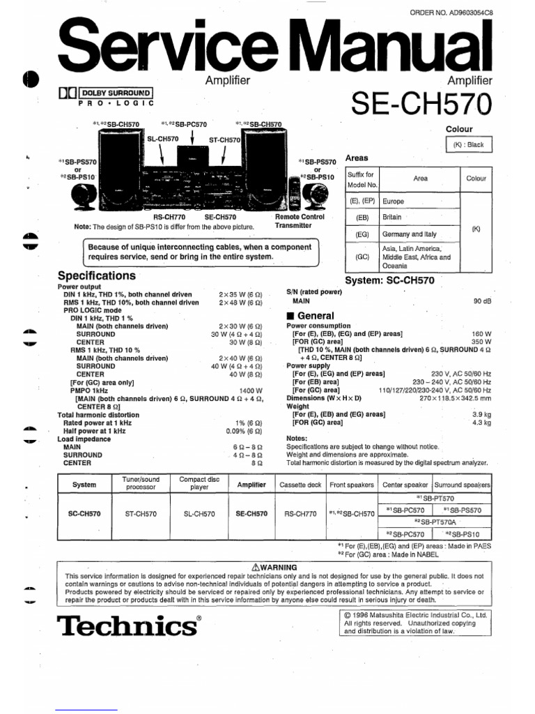 Technics-Se-Ch570 Service Manual | PDF