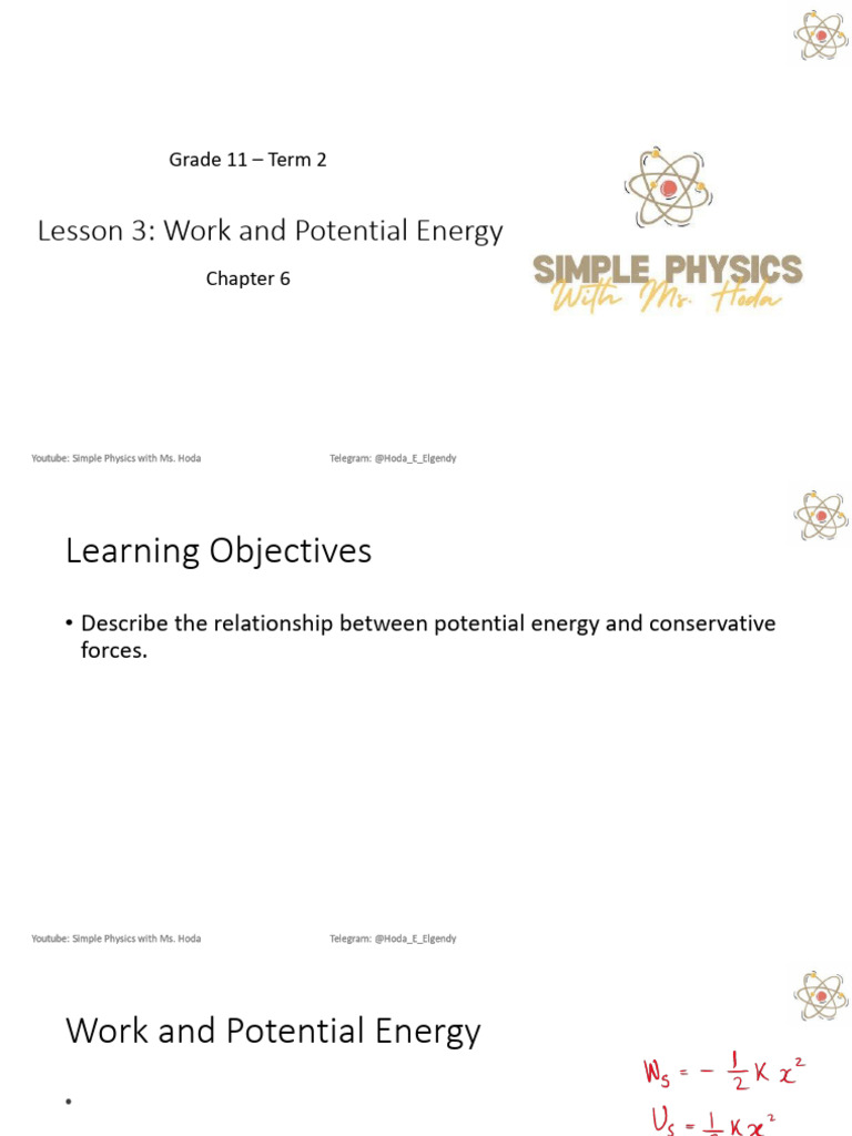 Grade 11 - Lesson 6.3 - Work and Potential Energy | PDF | Potential Energy | Force