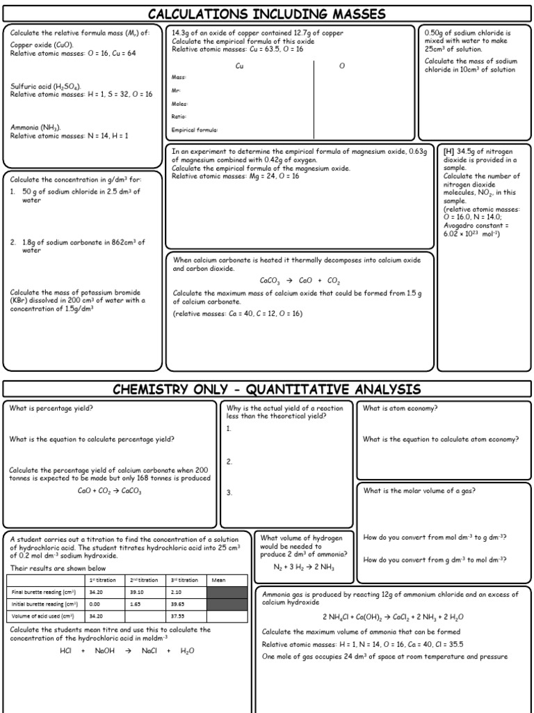 Calculations Task | PDF | Oxide | Acid