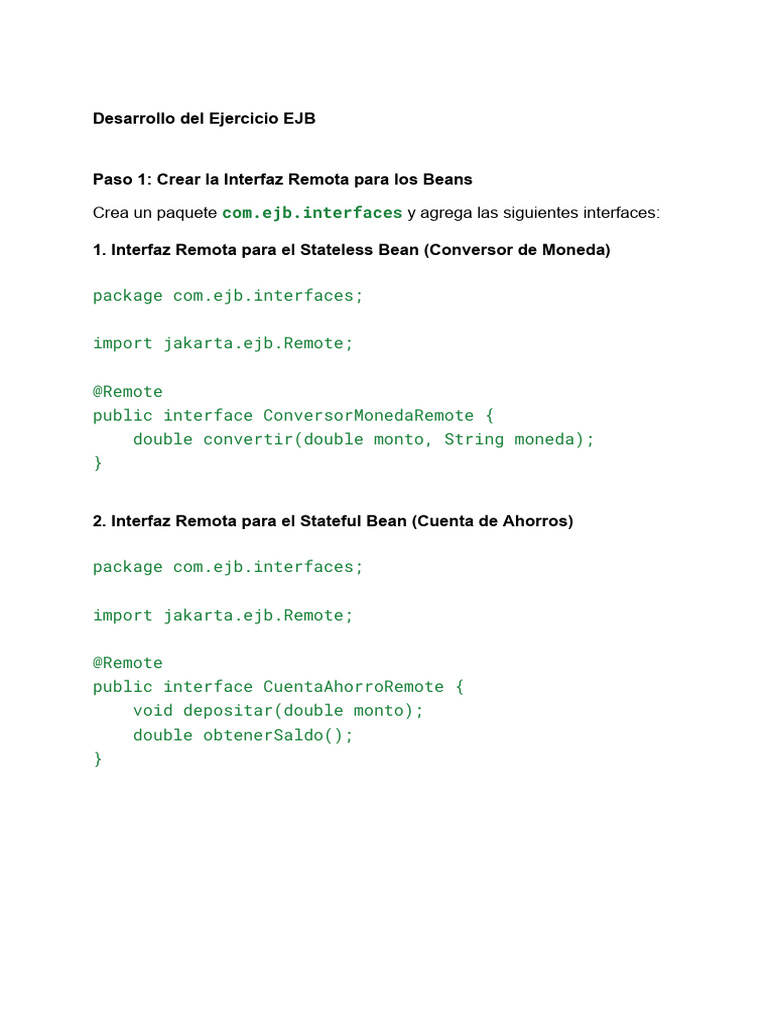 Ejercicio EJB: Implementación de Beans | PDF | Plataformas de computación | Programación de ...