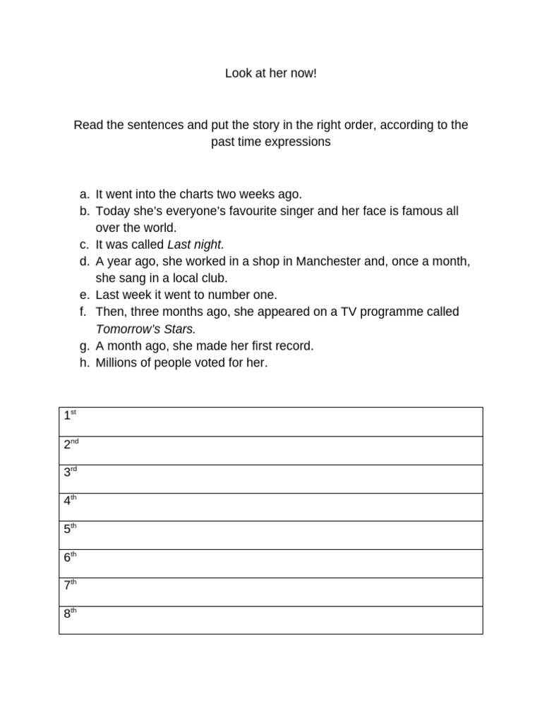 Arrange Story by Past Events | PDF